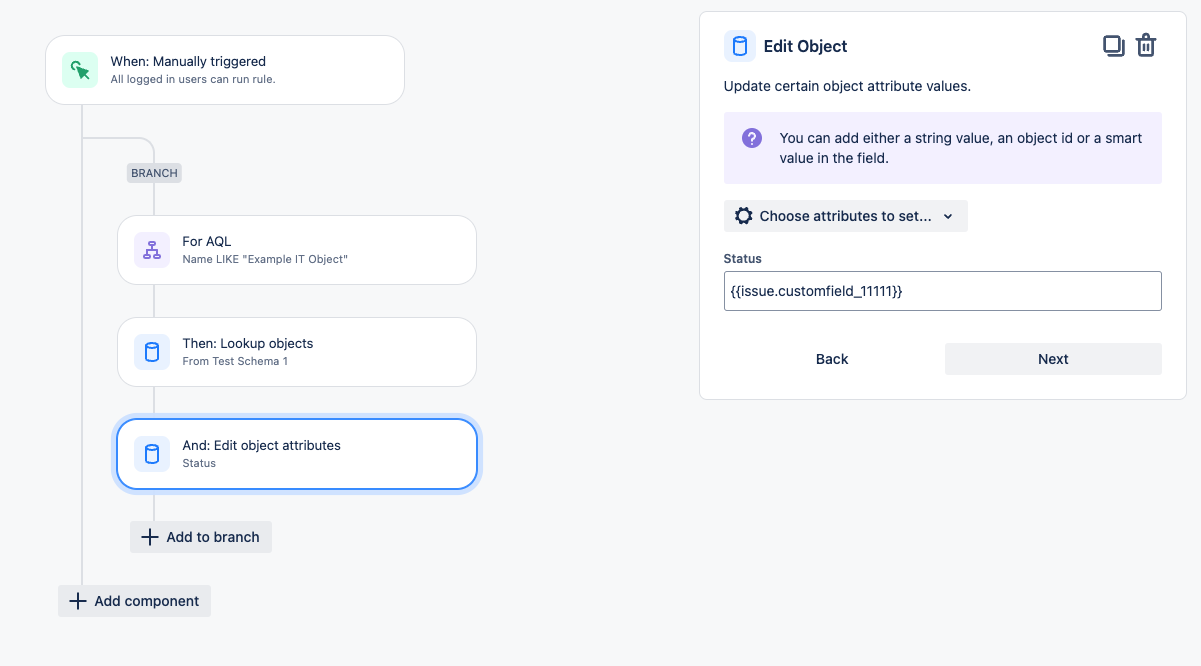 Solved: Jira asset object status change automation