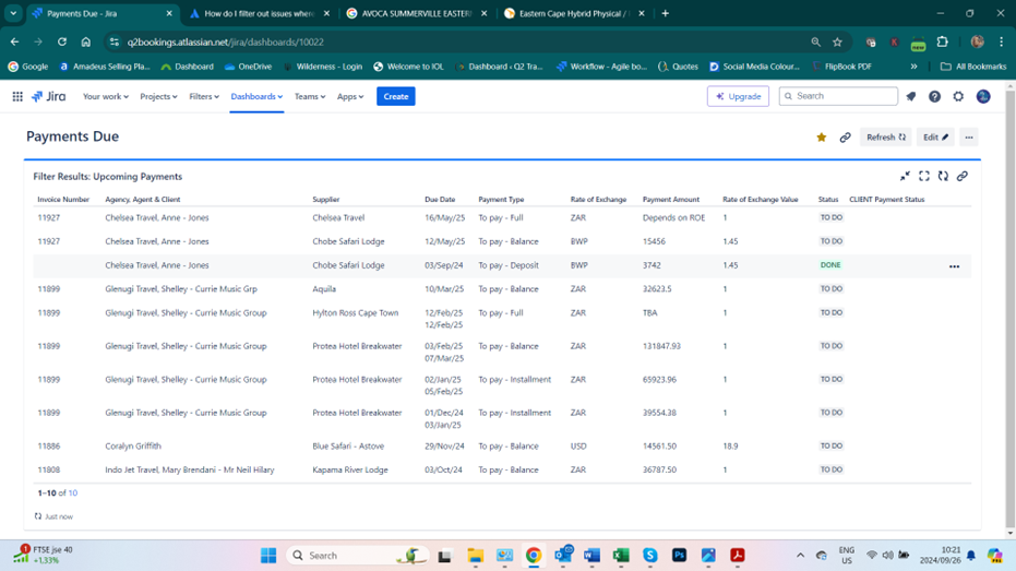 How do I filter out issues where status is done