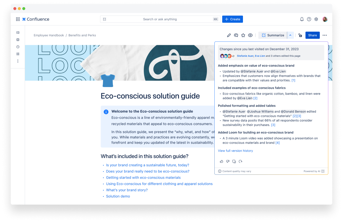Now live: Summarize changes on a Confluence page w... - Atlassian Community