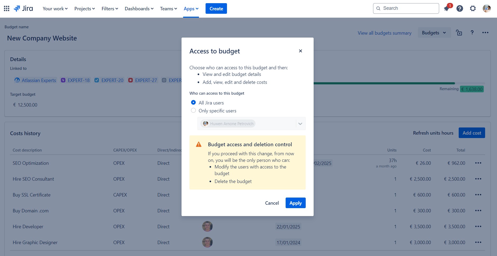 Enhance budget management and cost tracking for Ji... - Atlassian Community