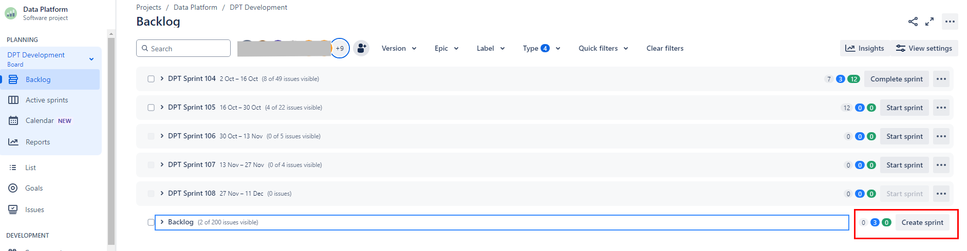 Hi team, im not able to see create sprint button