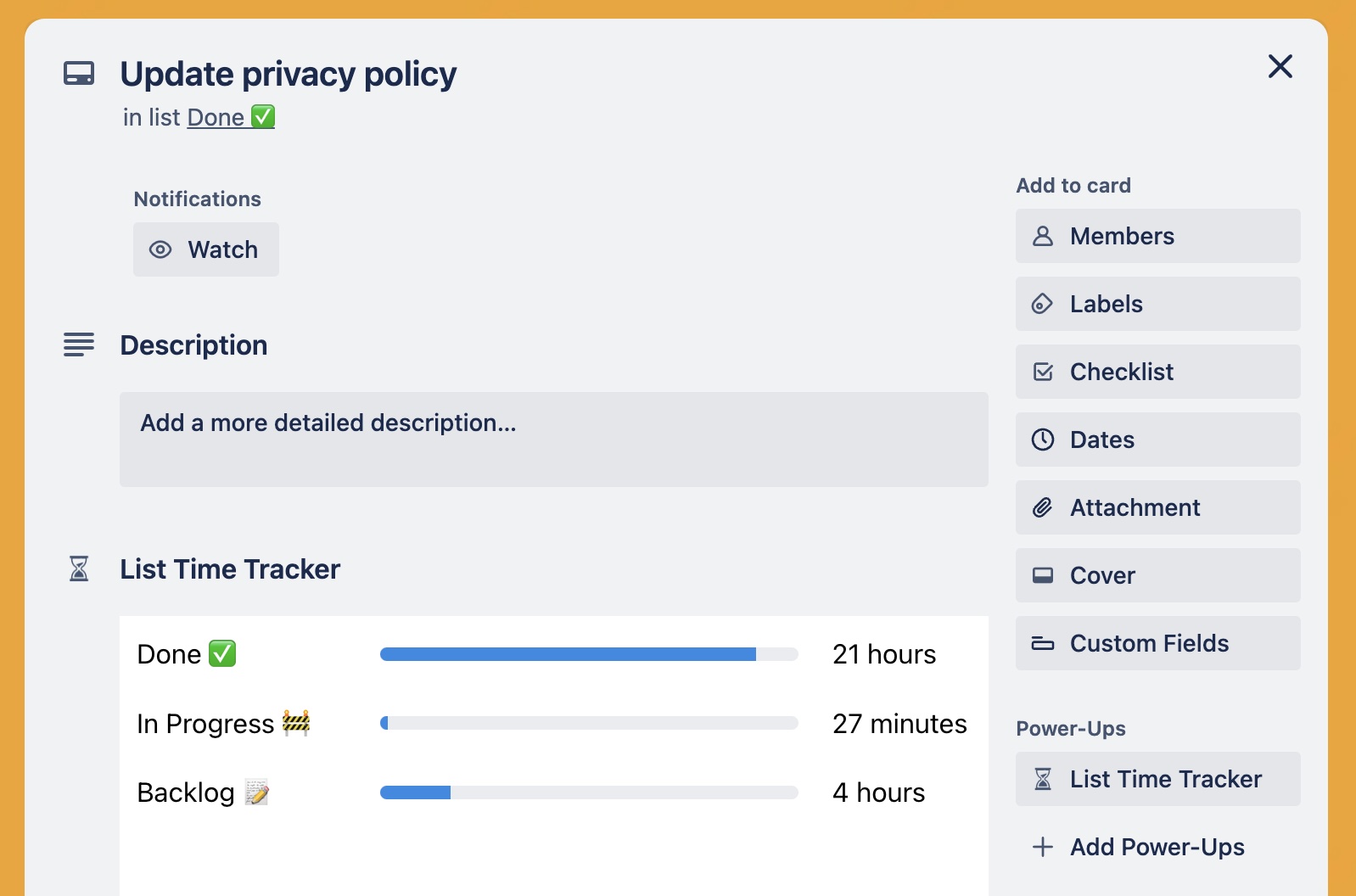 How to conveniently track time in a list in Trello - Atlassian Community