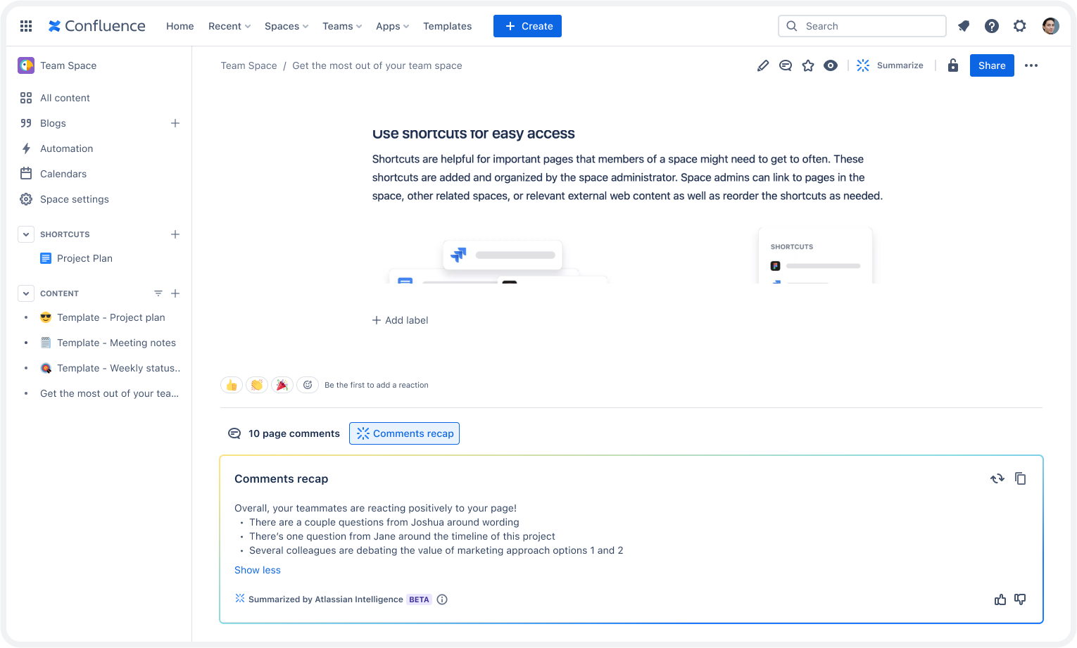 New Confluence AI features – AI page catch up, AI in whiteboards, and more!