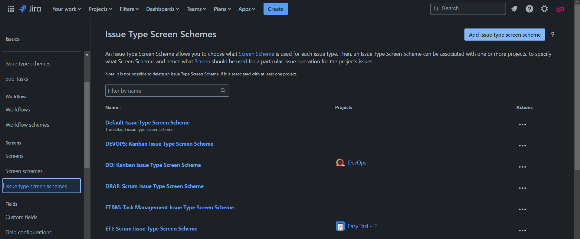How to ADD issue type schema to project?