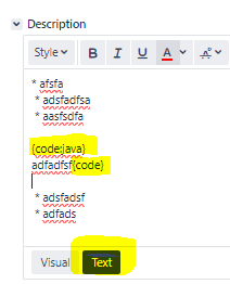 How to format text inline as code in an issue desc...