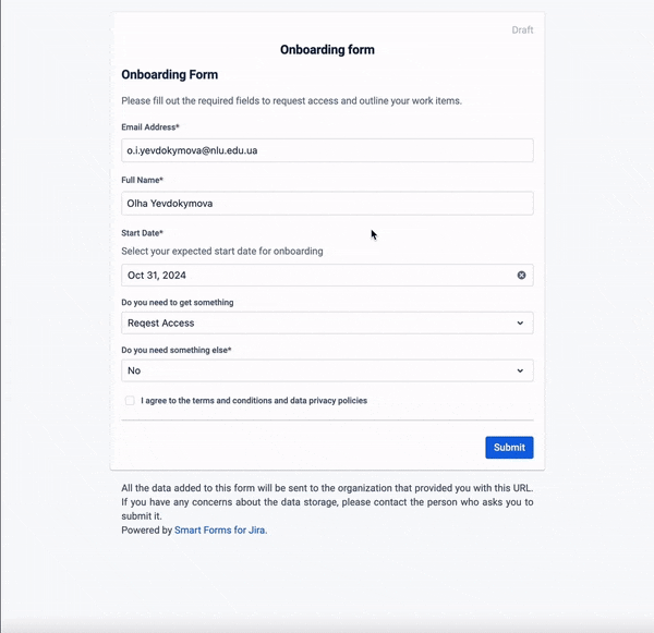 is it possible to make request form option at the ...