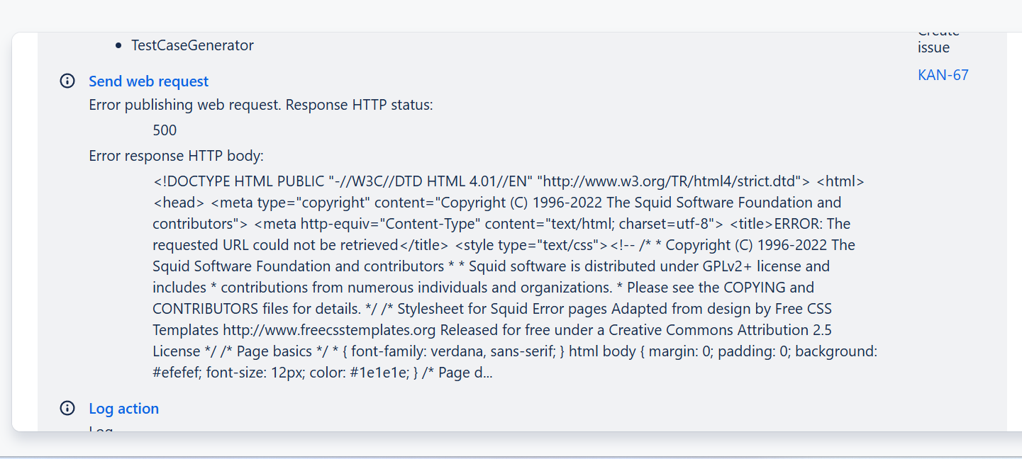 Jira Automation - send web request fails
