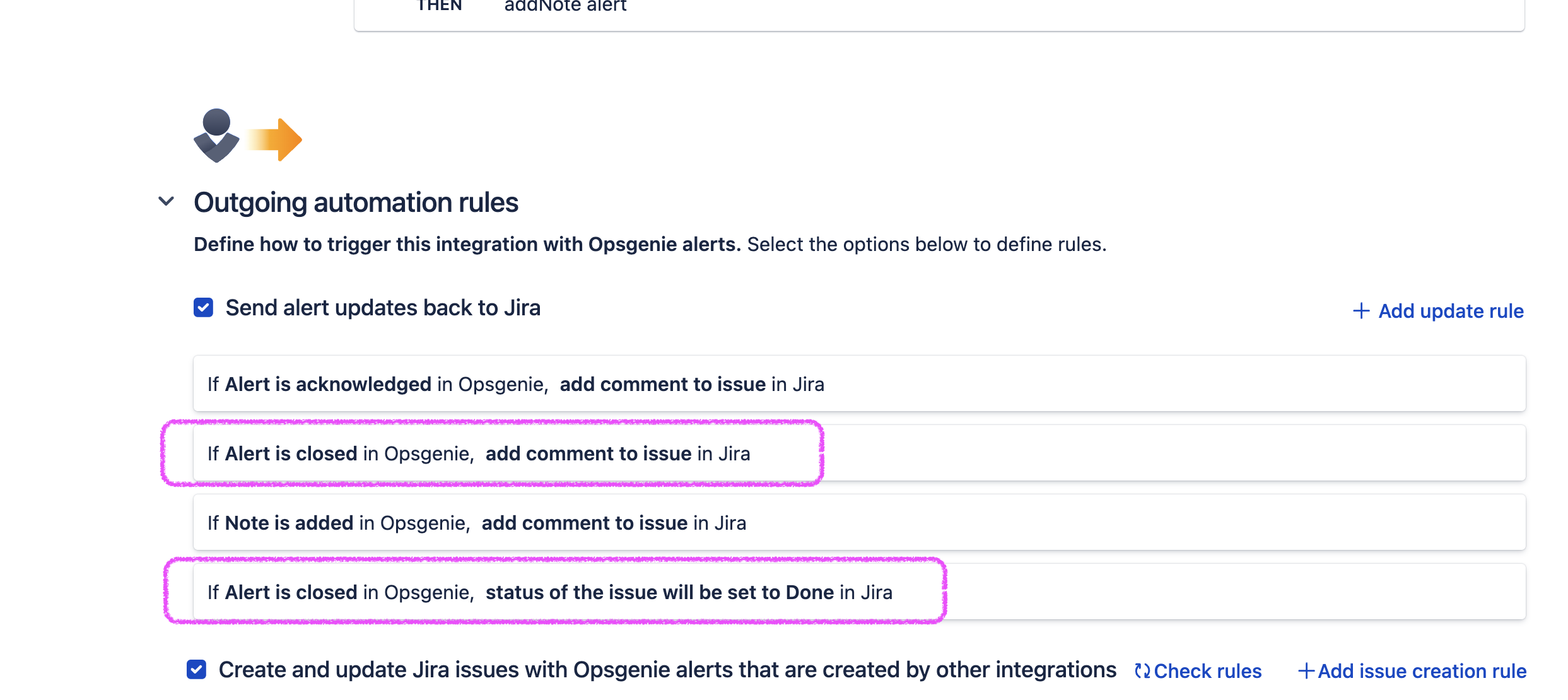 Solved: OpsGenie - JIRA outgoing automation processing