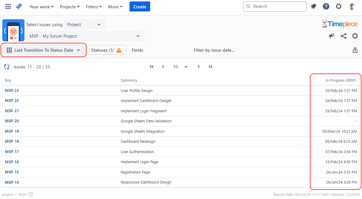 Status change date field