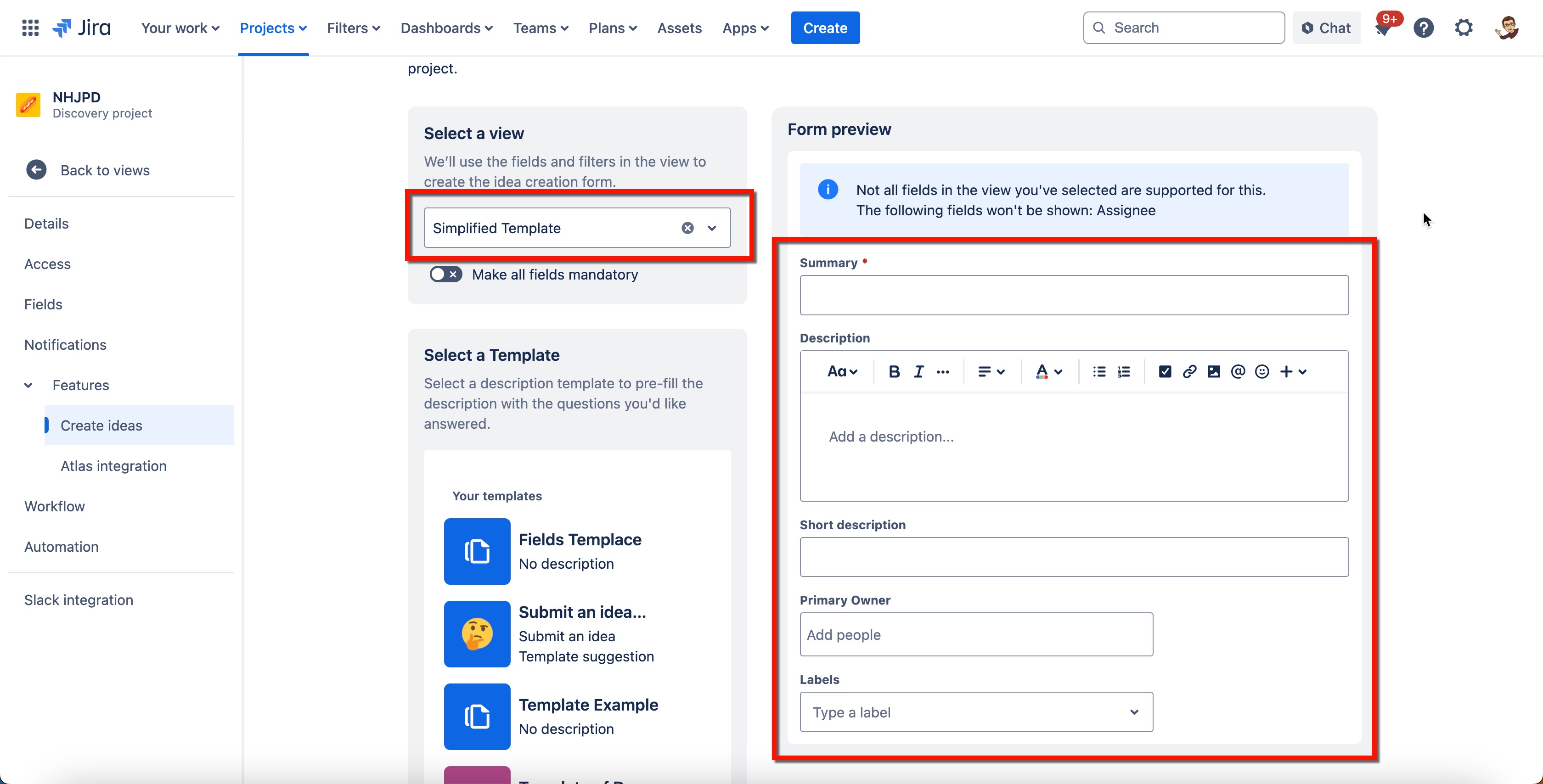 Solved: JPD - Add filed to create idea form