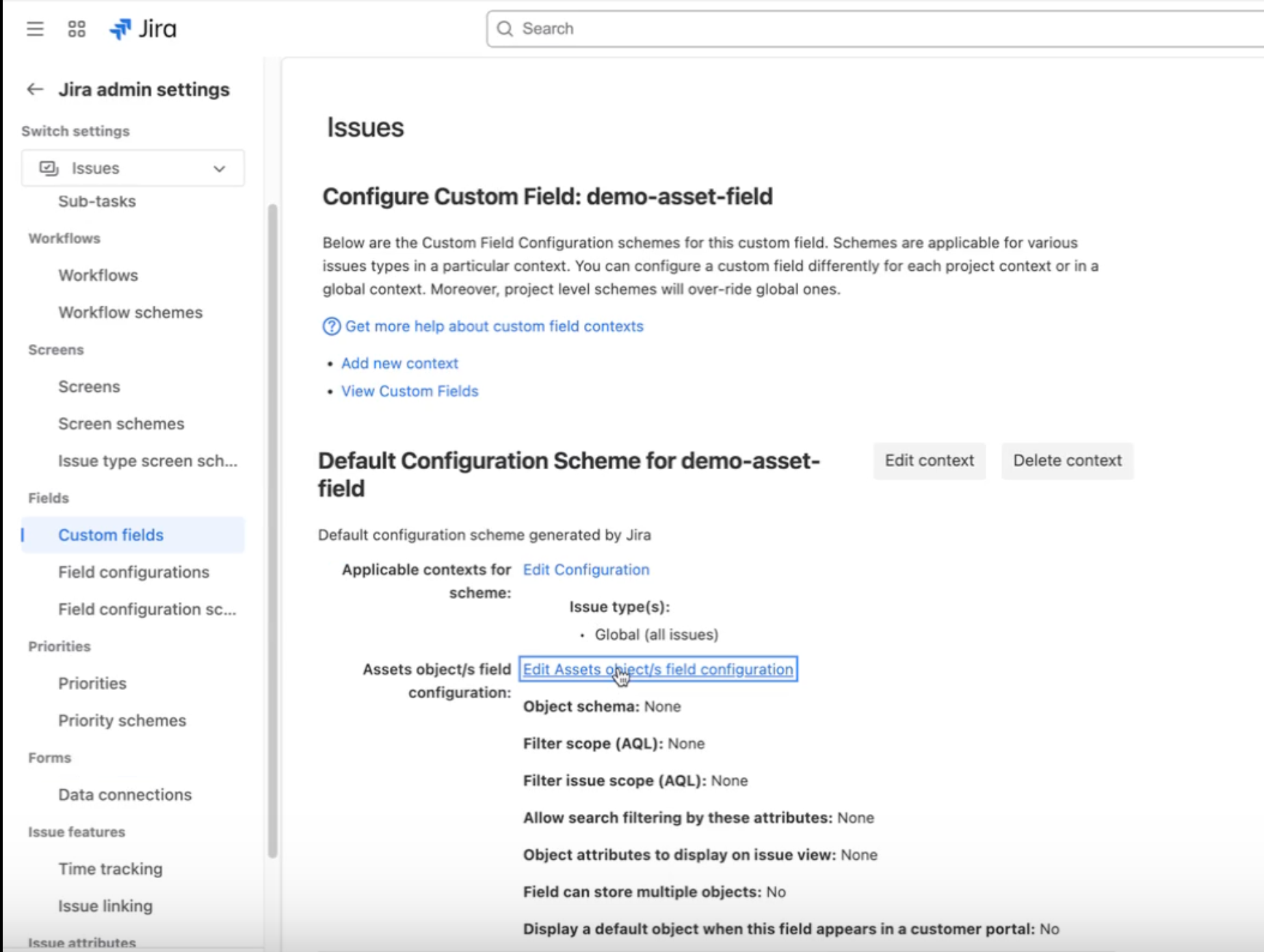 Connect Assets objects with change management and incidents in Jira Service Management