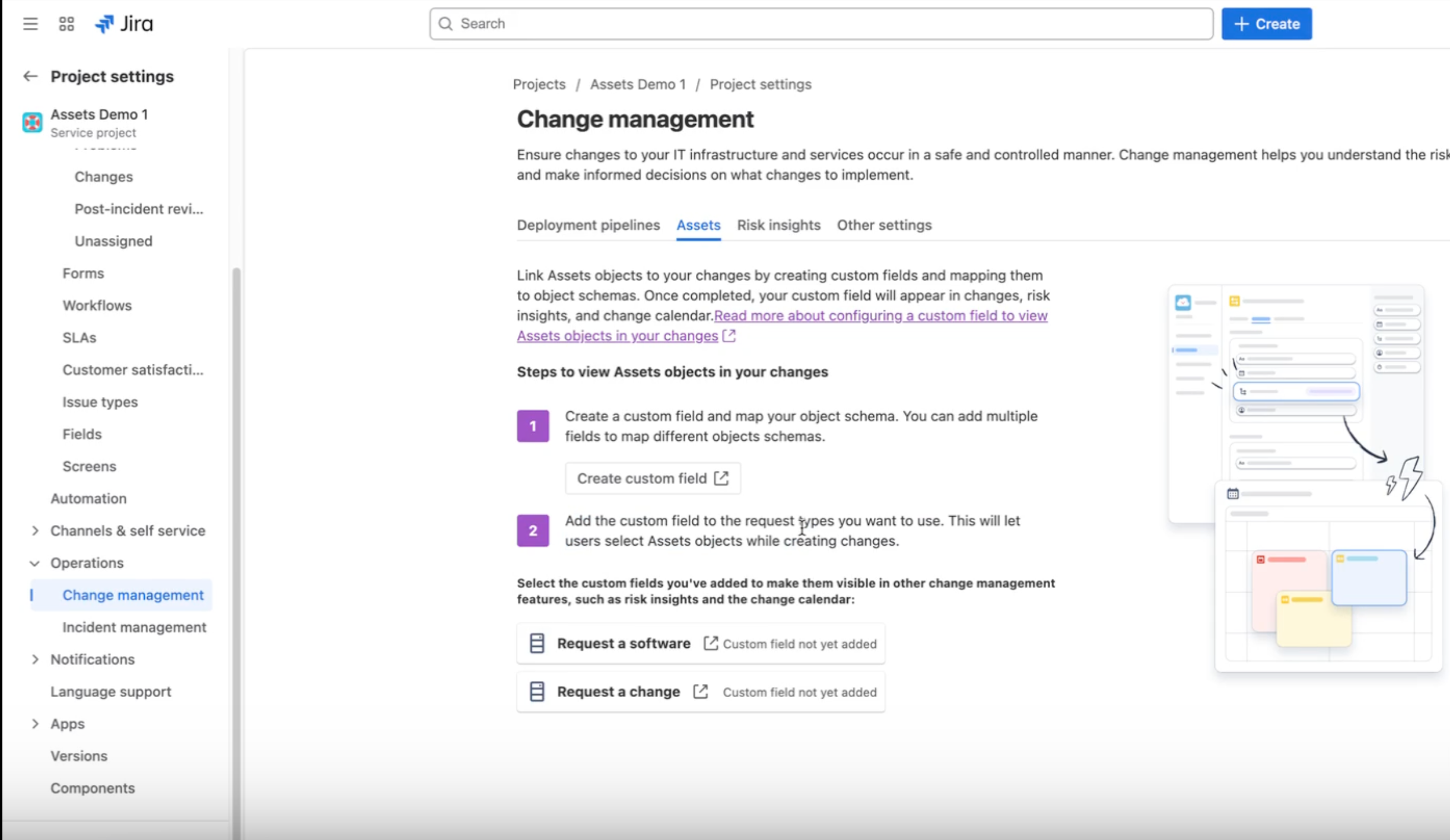 Connect Assets objects with change management and incidents in Jira ...