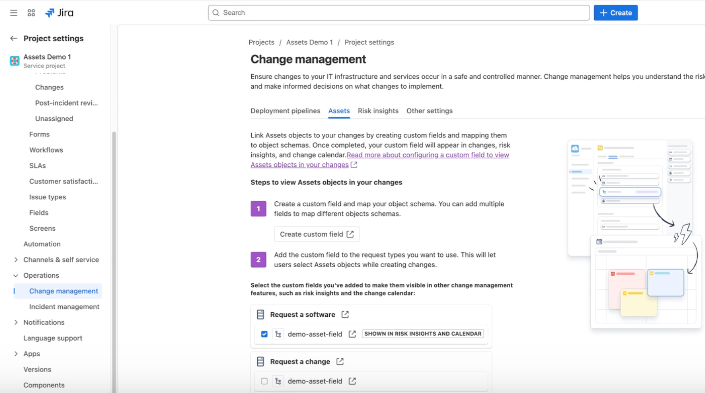 Connect Assets objects with change management and incidents in Jira ...