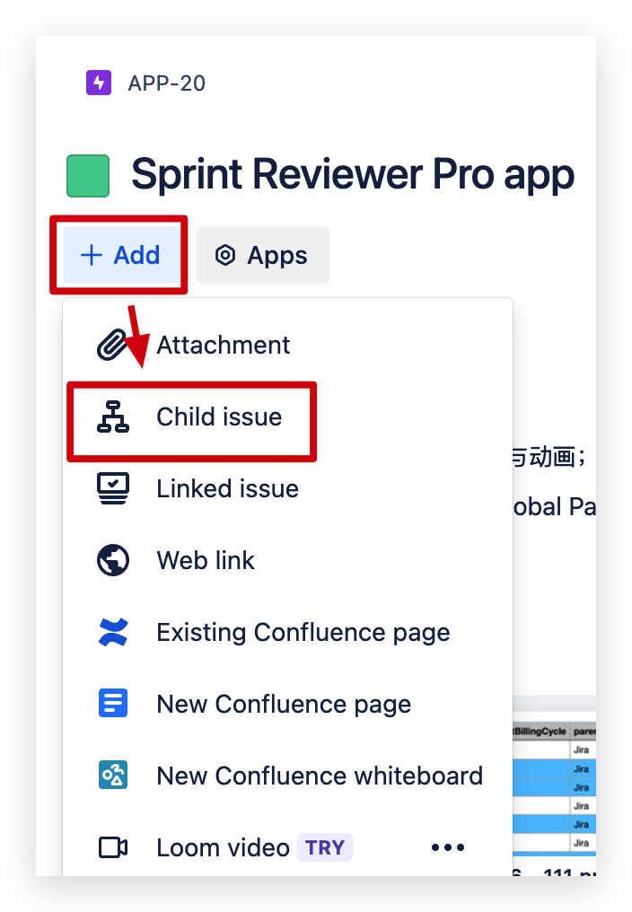 "Add a child issue" Not Showing on EPIC