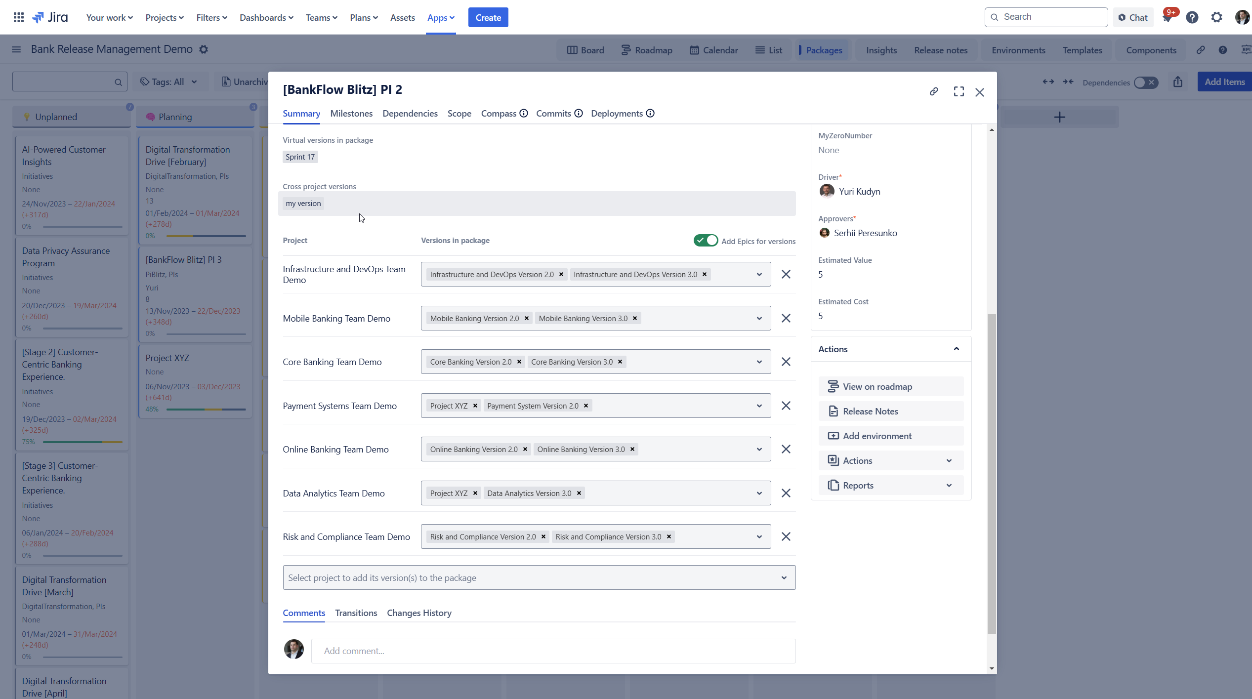 cross project releases with more than one fixversi...