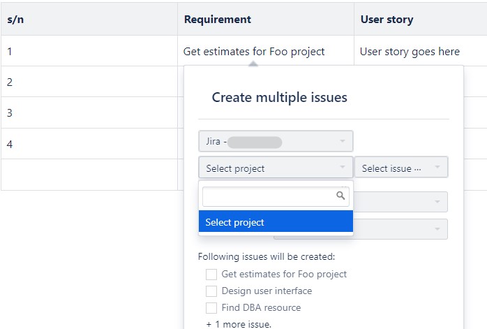 Unable to create multiple Jira issues from Conflue...