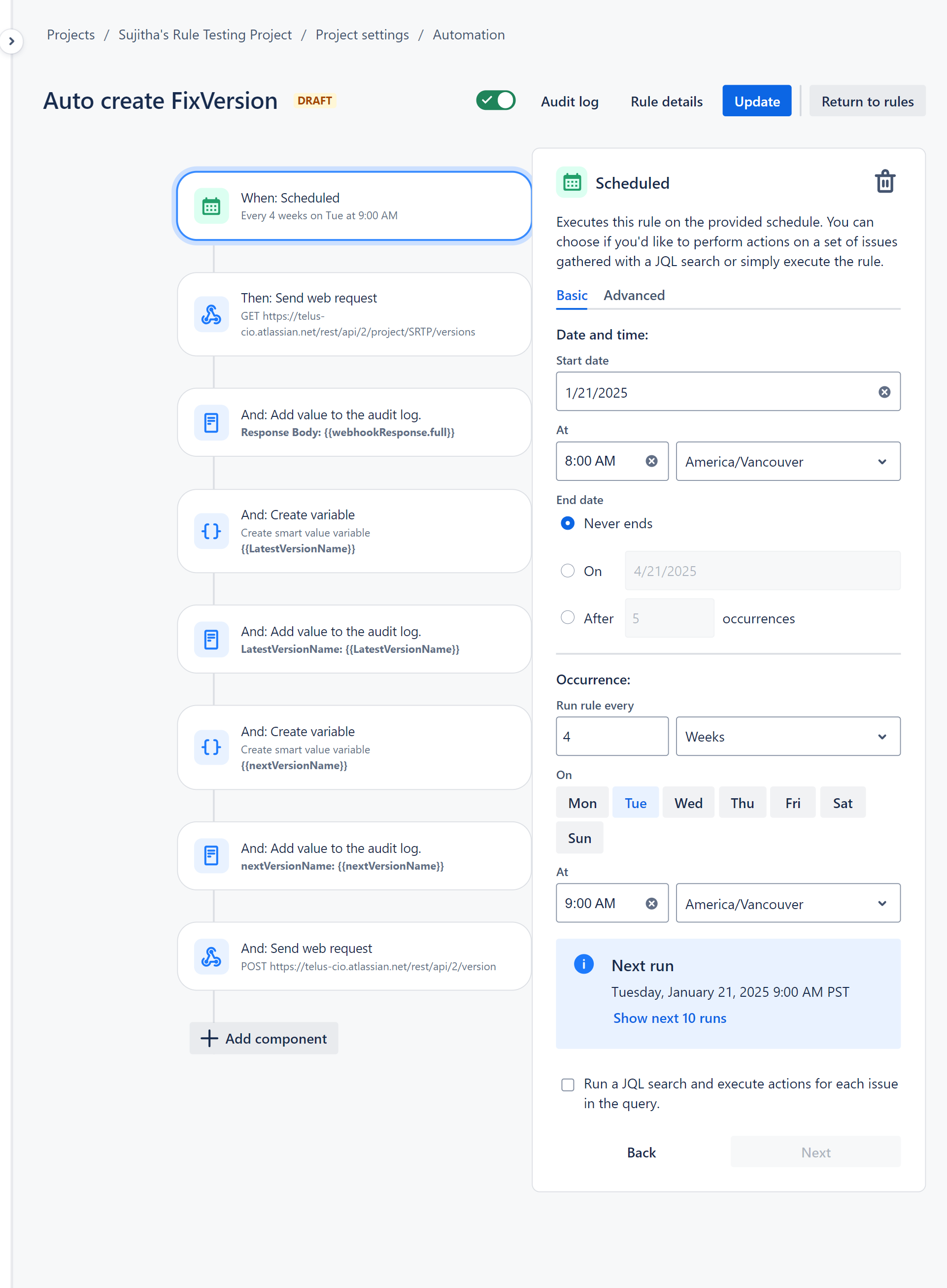 Solved: Create Fix versions automatically incrementally.