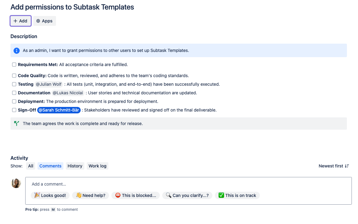 Solved: How can I create an User Story template in Jira?