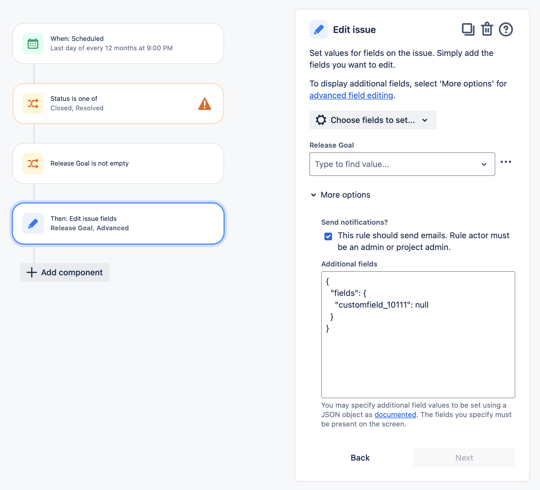 Solved: Clear Value of a Custom Field (Select List) once a...