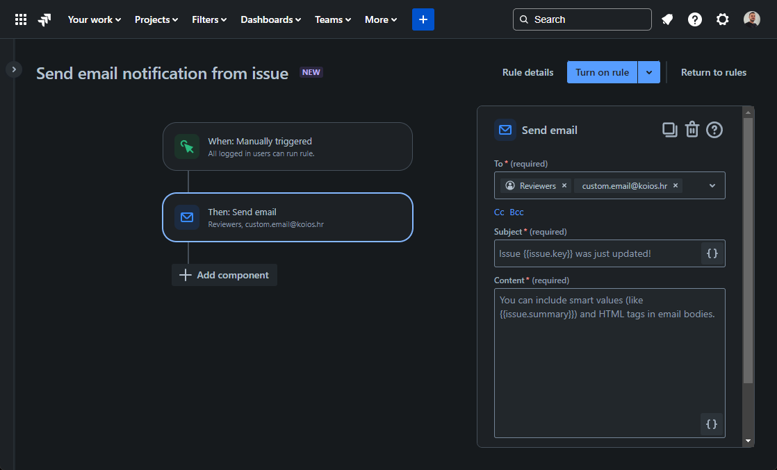 How to send a simple custom email from Jira