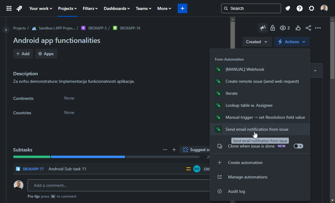 How to send a simple custom email from Jira