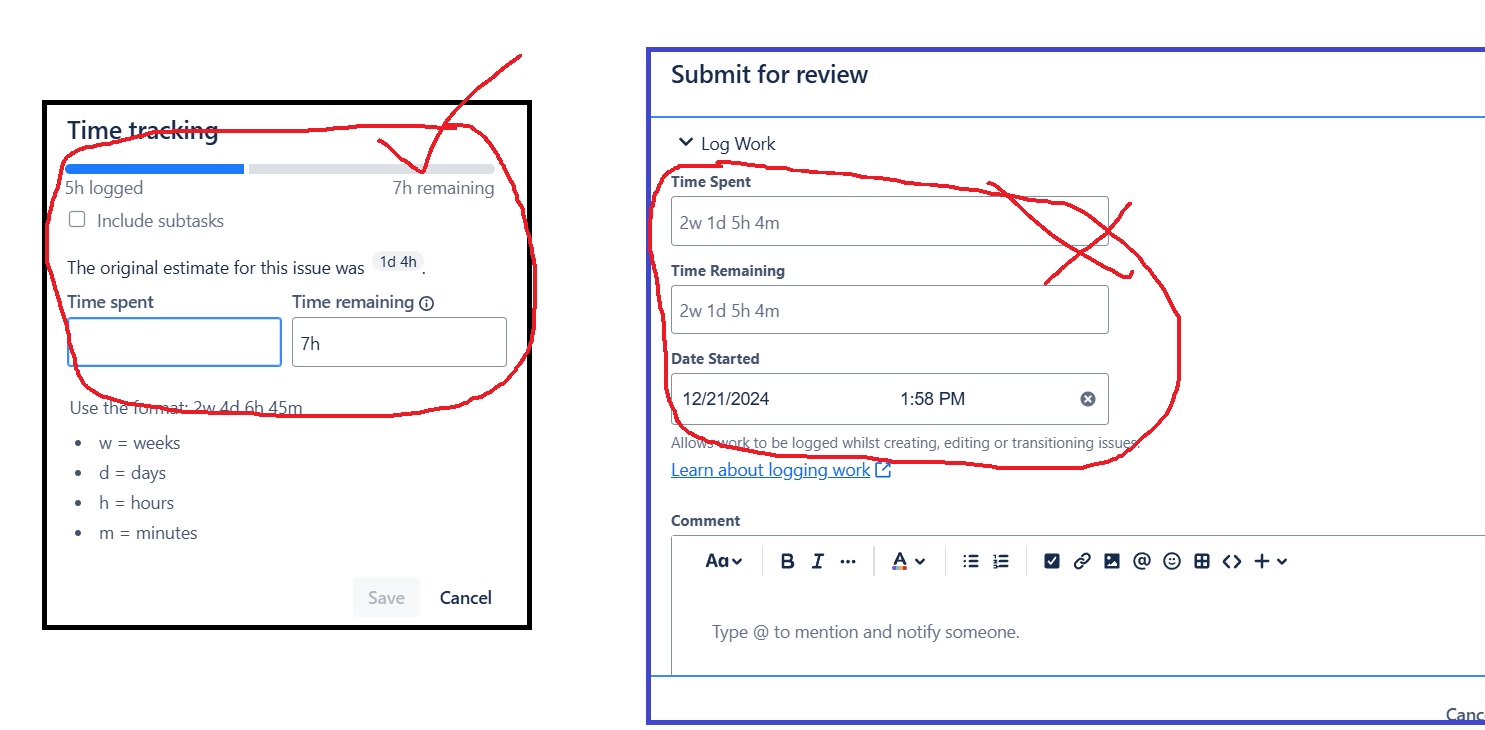 Concerns with time log in transition screen popup