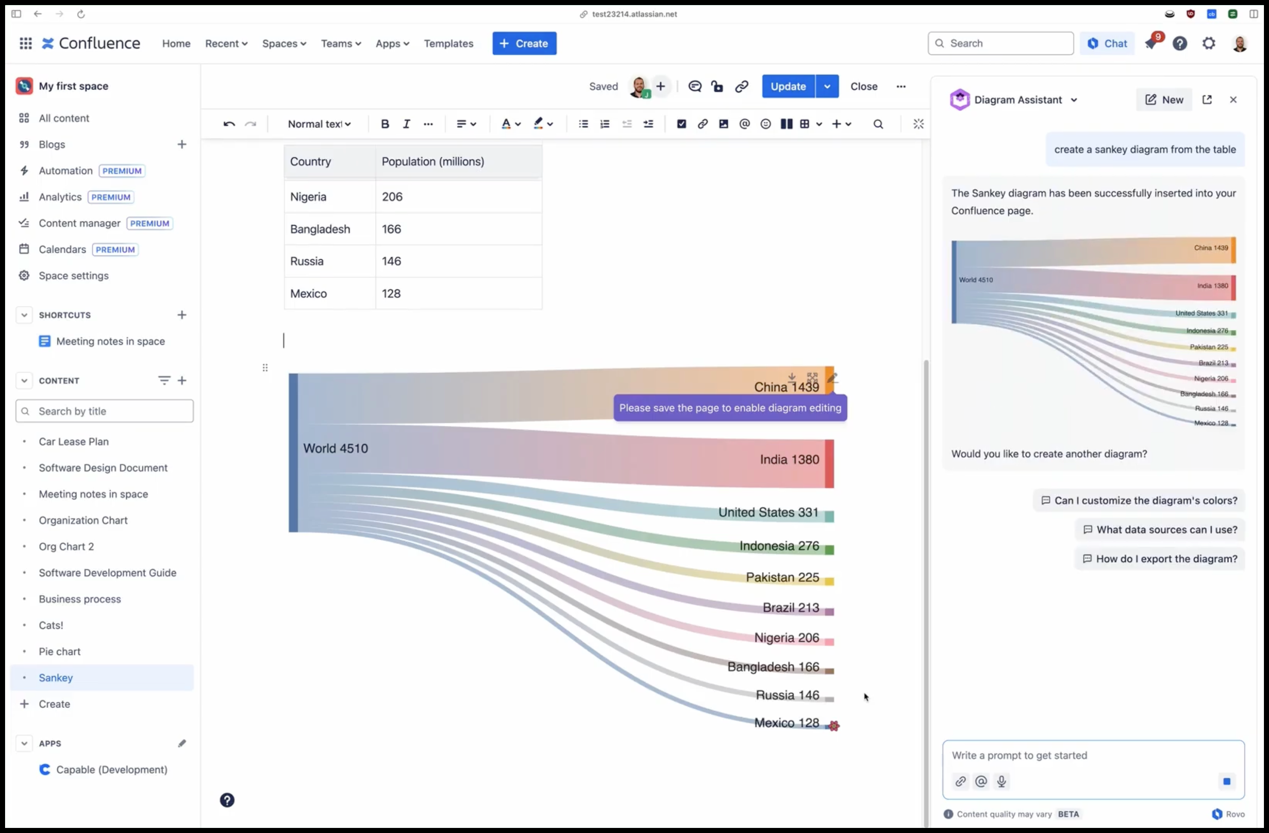 Use AI to easily create diagrams, charts and graph...