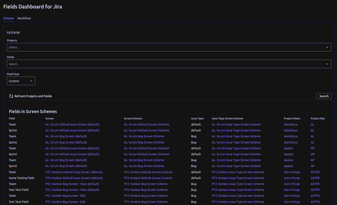 "Some fields, when included on the screens and ass...