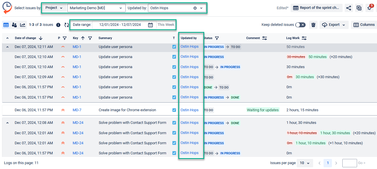 7 Examples of the Issue History Reports and Export... - Atlassian Community