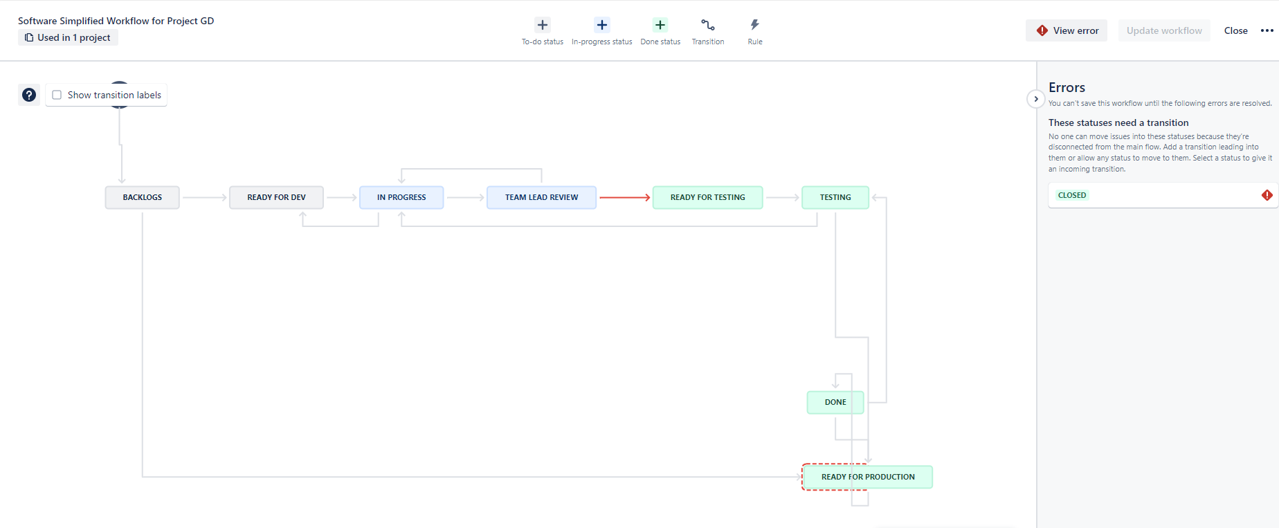 Issue with saving workflow