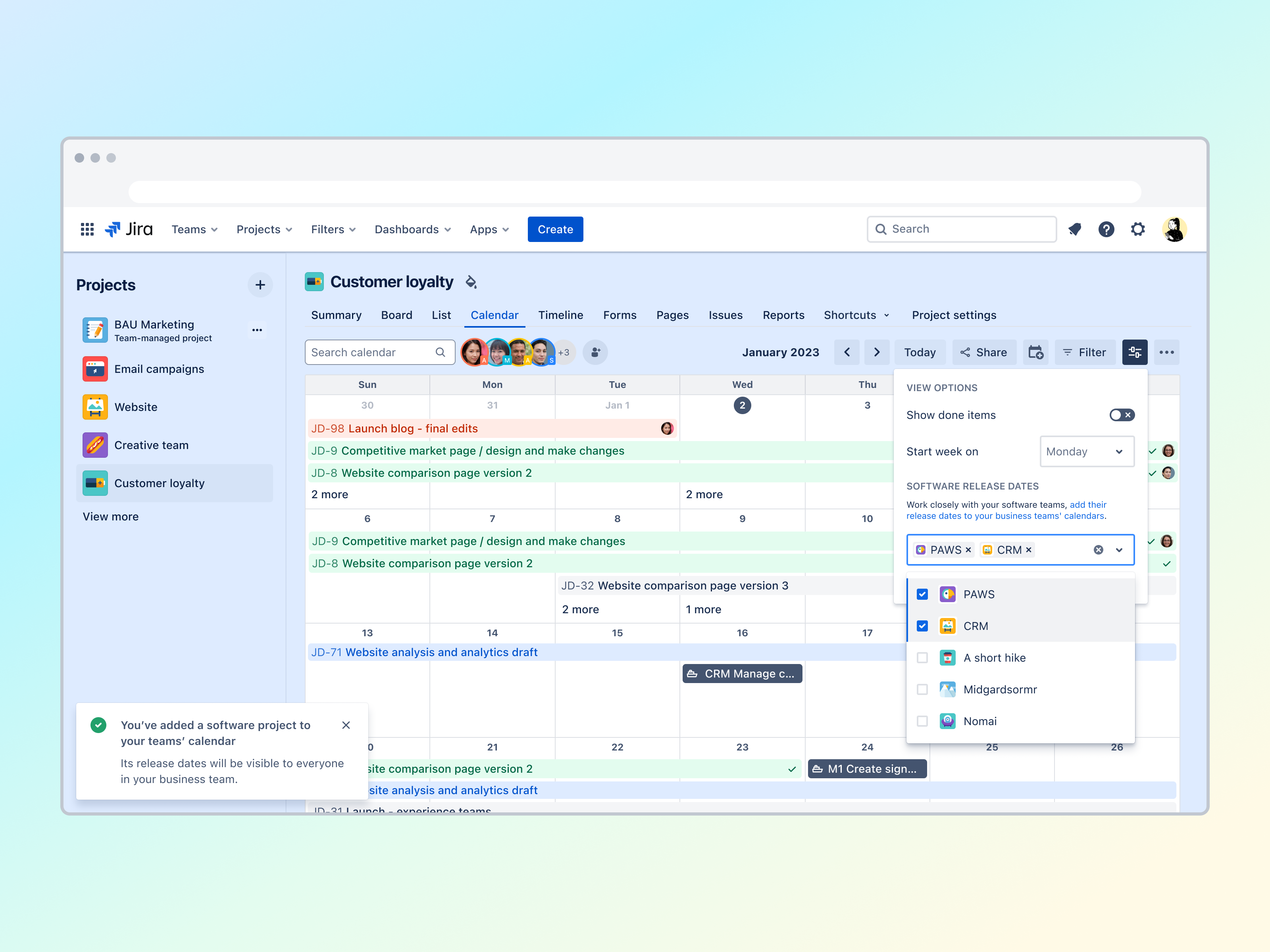 Shared release dates - Track key dates of software teams' releases ...