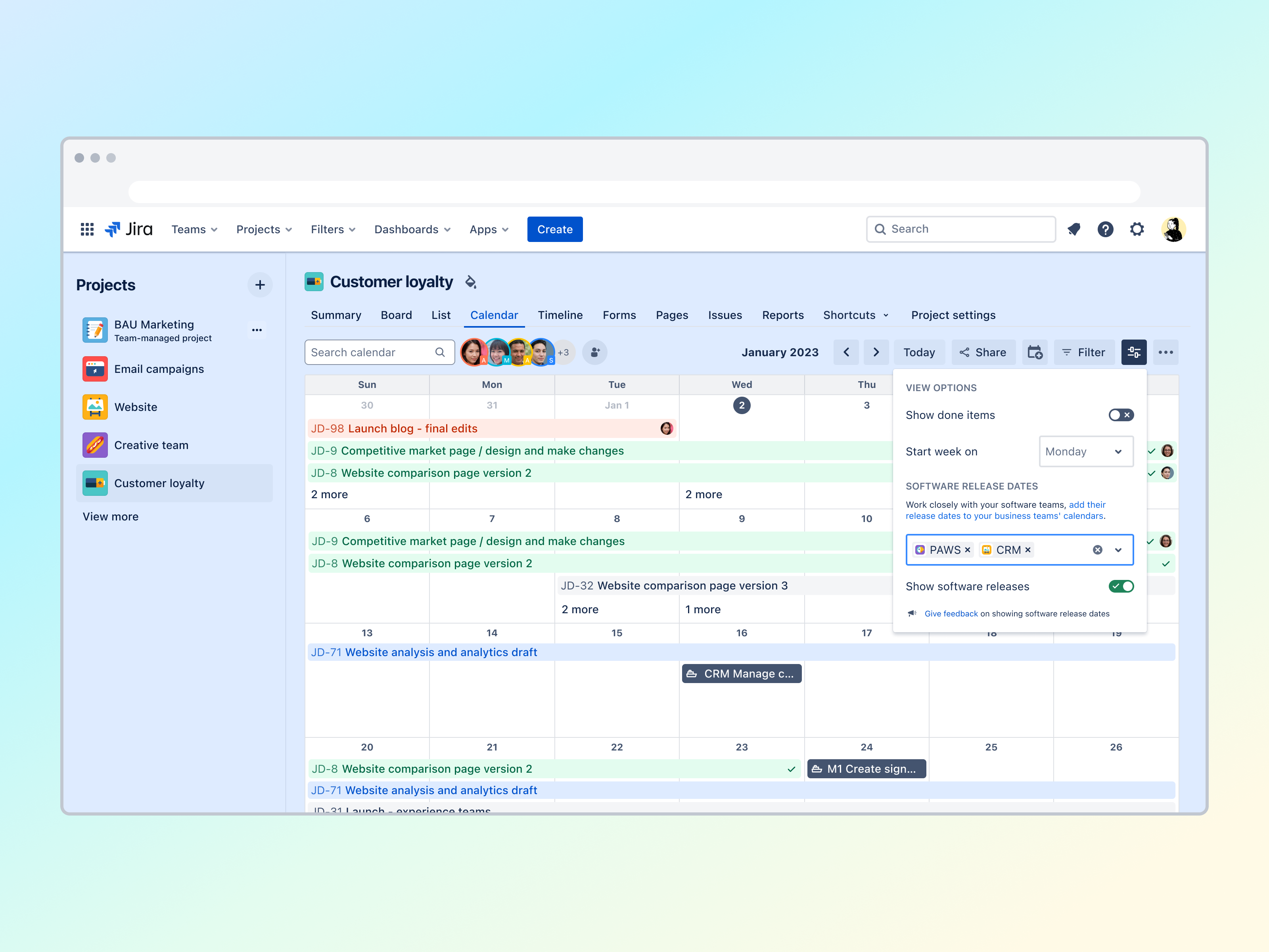Shared release dates - Track key dates of software teams' releases ...