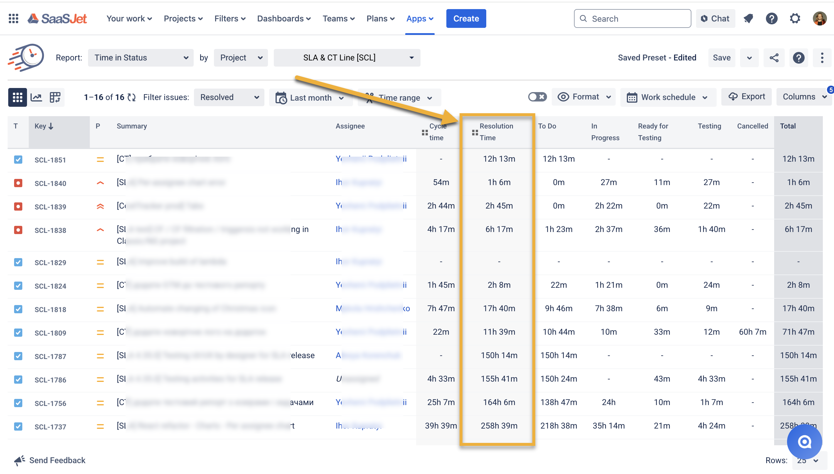 status changes timestamp