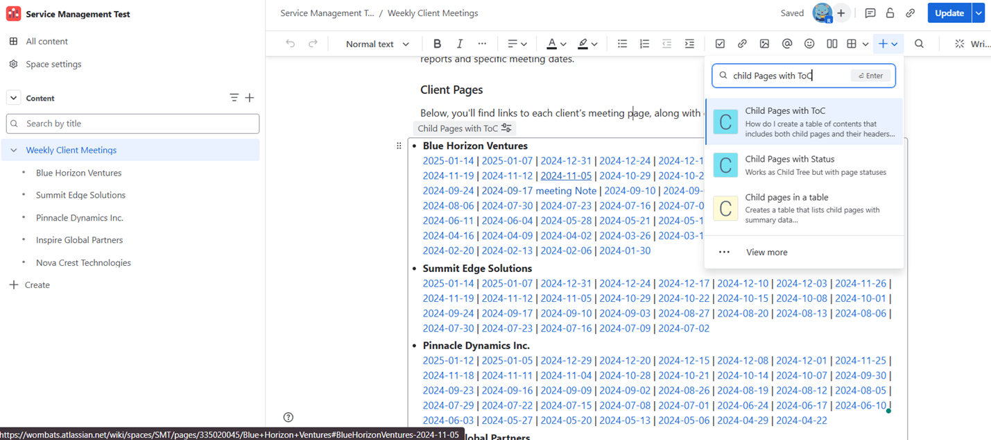 How do I create a table of contents that includes ...