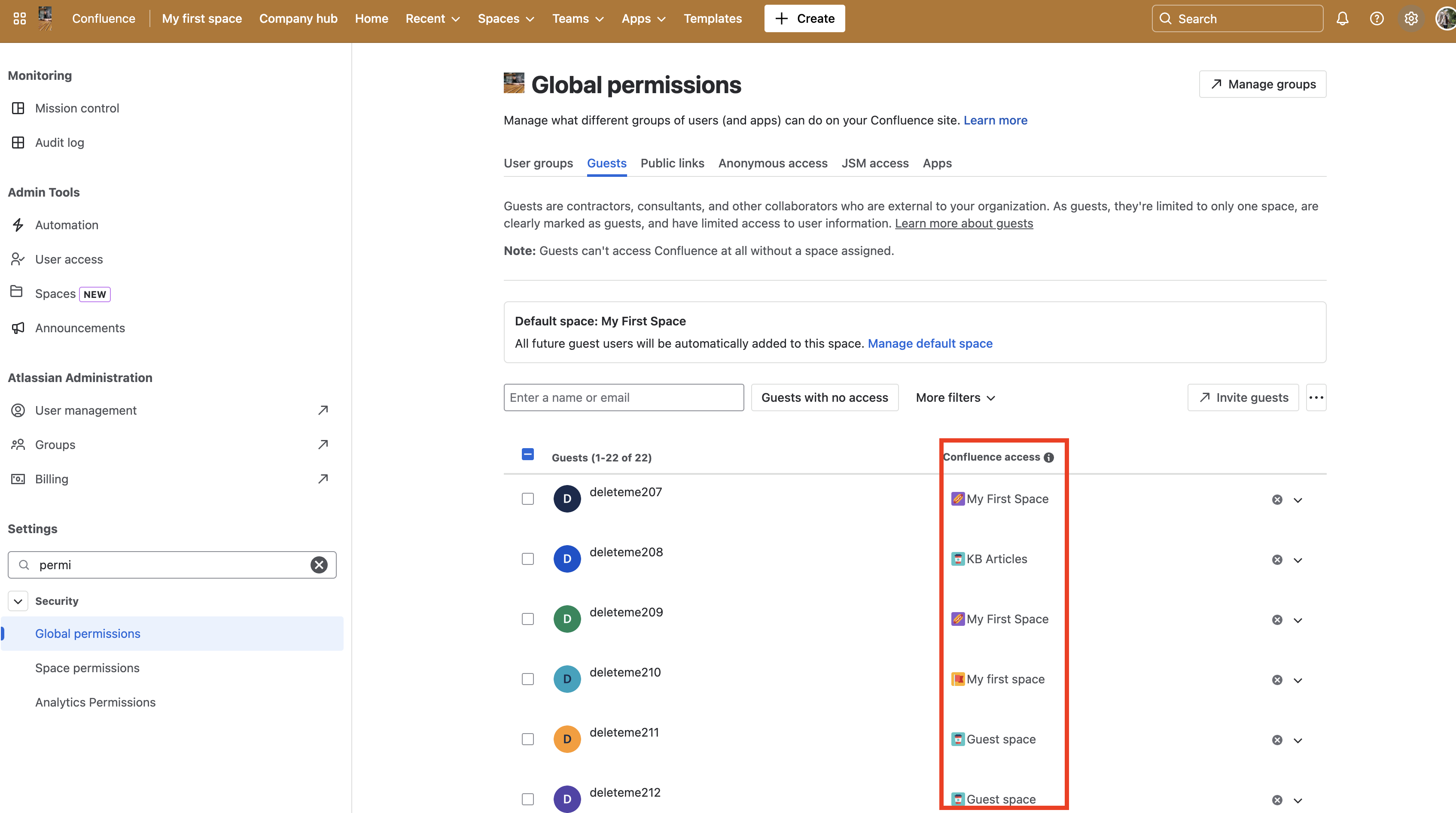 Solved: Confluence guest access list Solved: Confluence guest access list