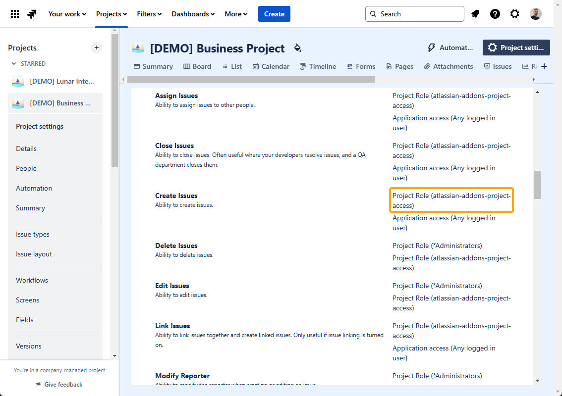 automation rule for a JWM project