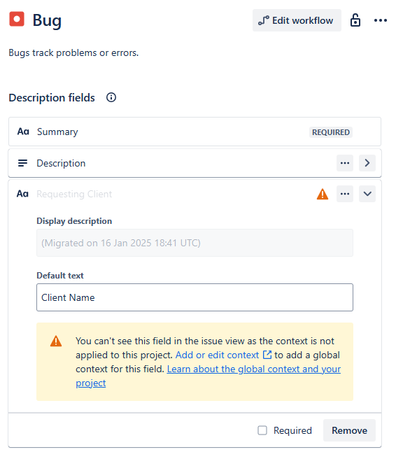 Solved: Custom Field not displaying after adding context,