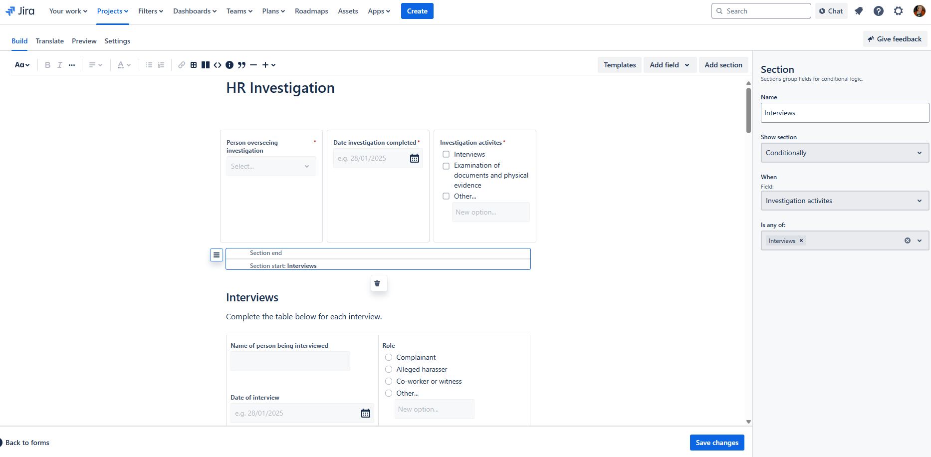 Service Management: request types and forms