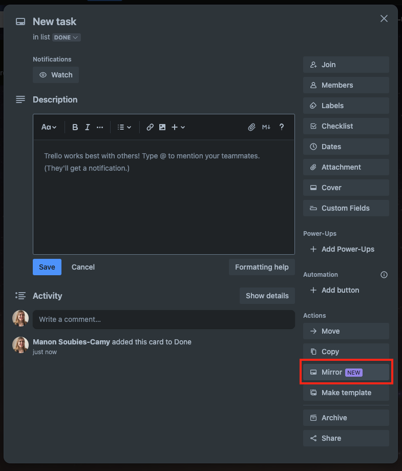 How do I create a mirror?