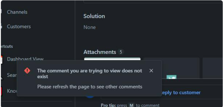 Getting a pop up error when resolving issues.