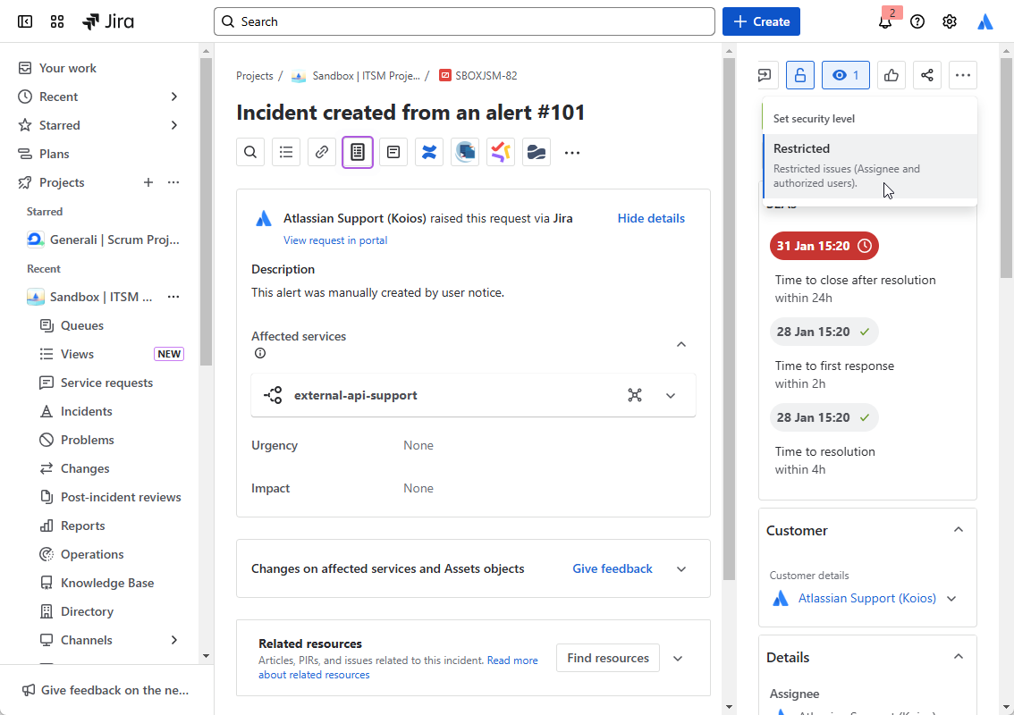 Solved: Jira Service Management Item Security