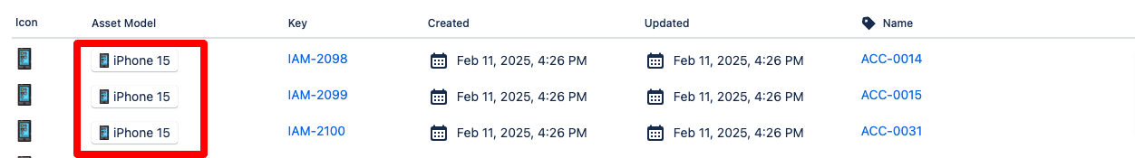 How to display a column in Assets