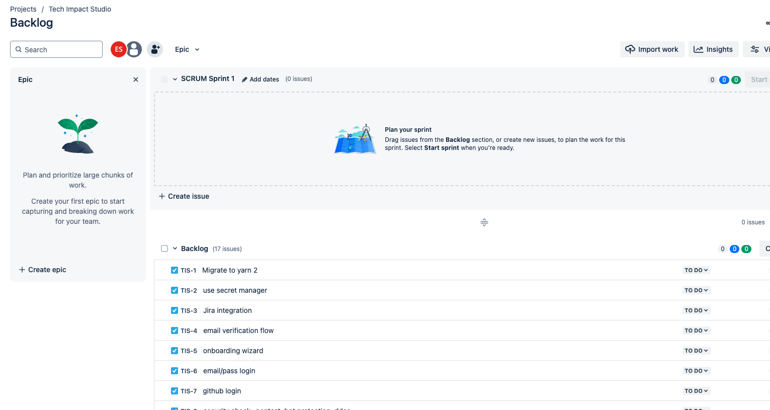 Why I can see my Epics in the Backlog and can't cr...