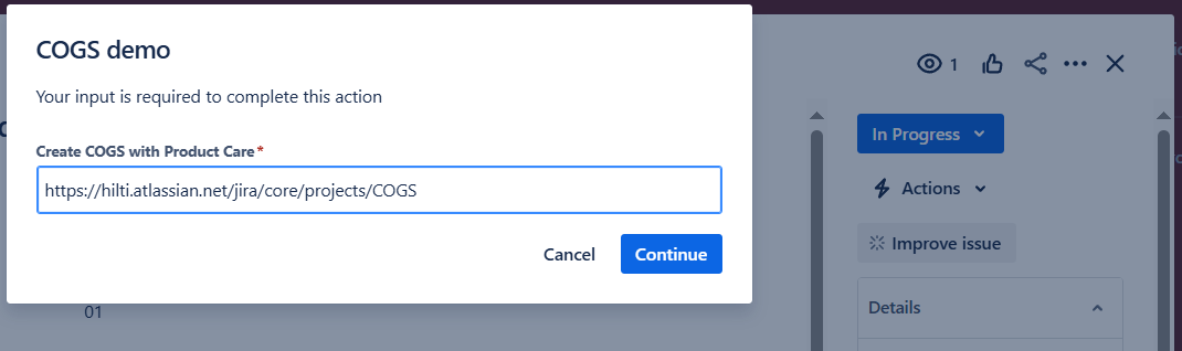 JIRA Action: how to display a hypo link in the act...