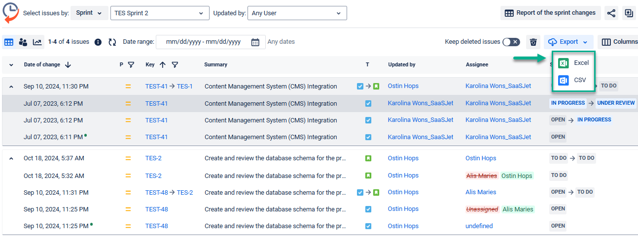 How to export issue history from Jira using CSV?