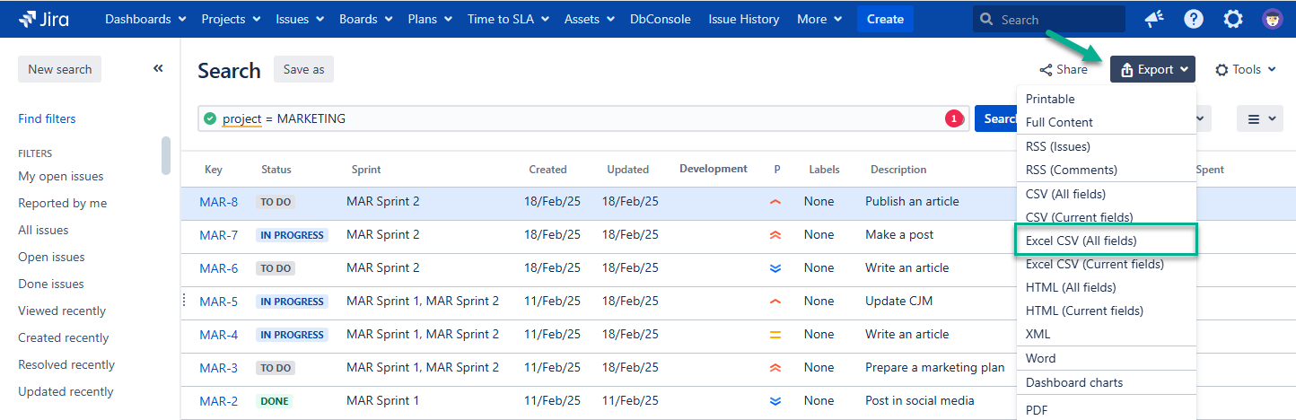 How to Export All Issues to Excel or CSV in Jira Data Center