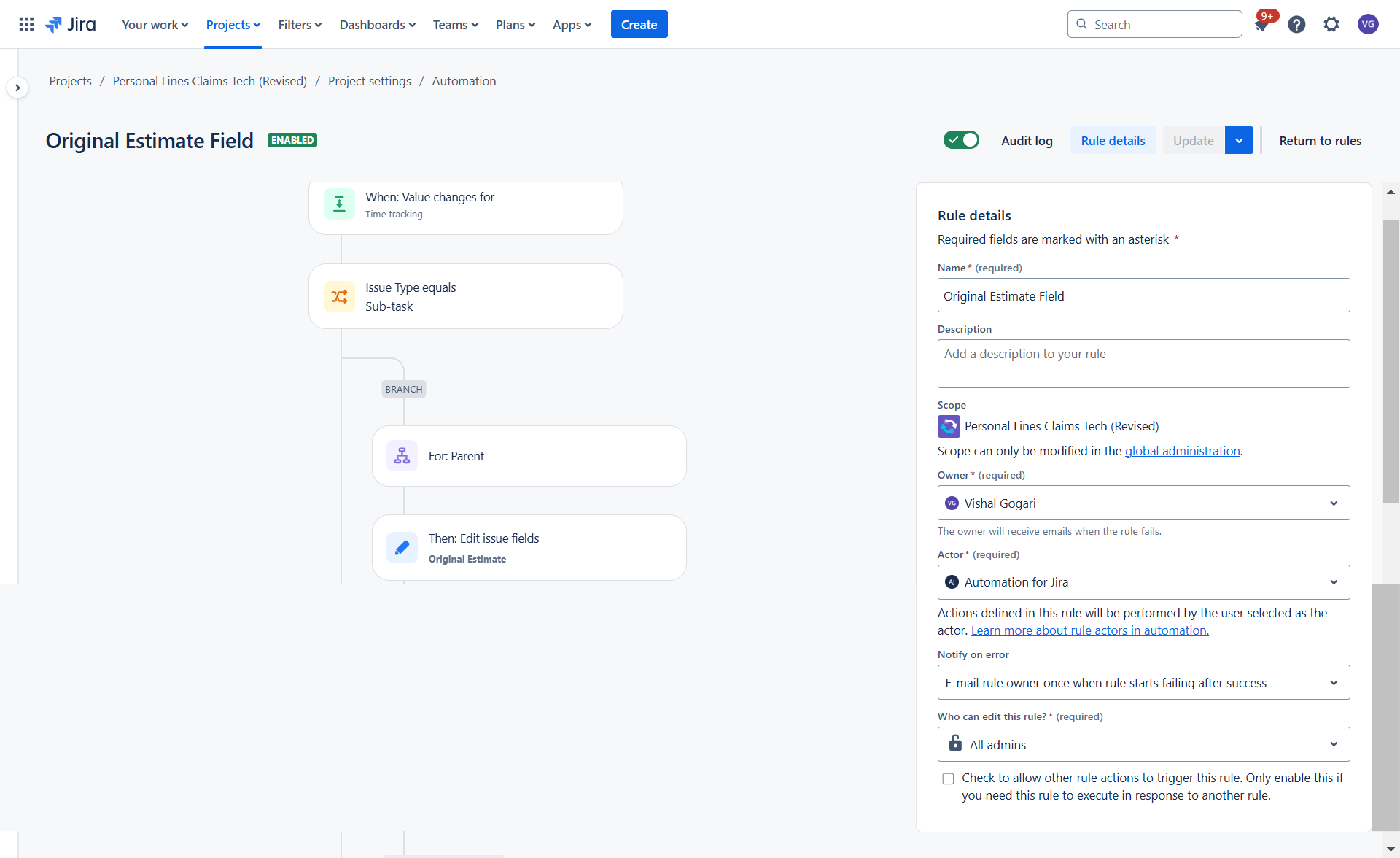 Help needed with automation for Original Estimate ...