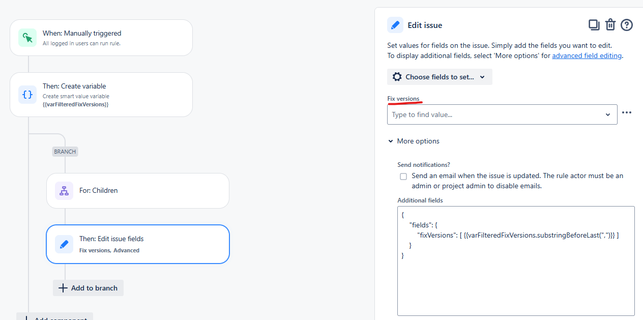 How to copy on certain fix versions from an Epic t...