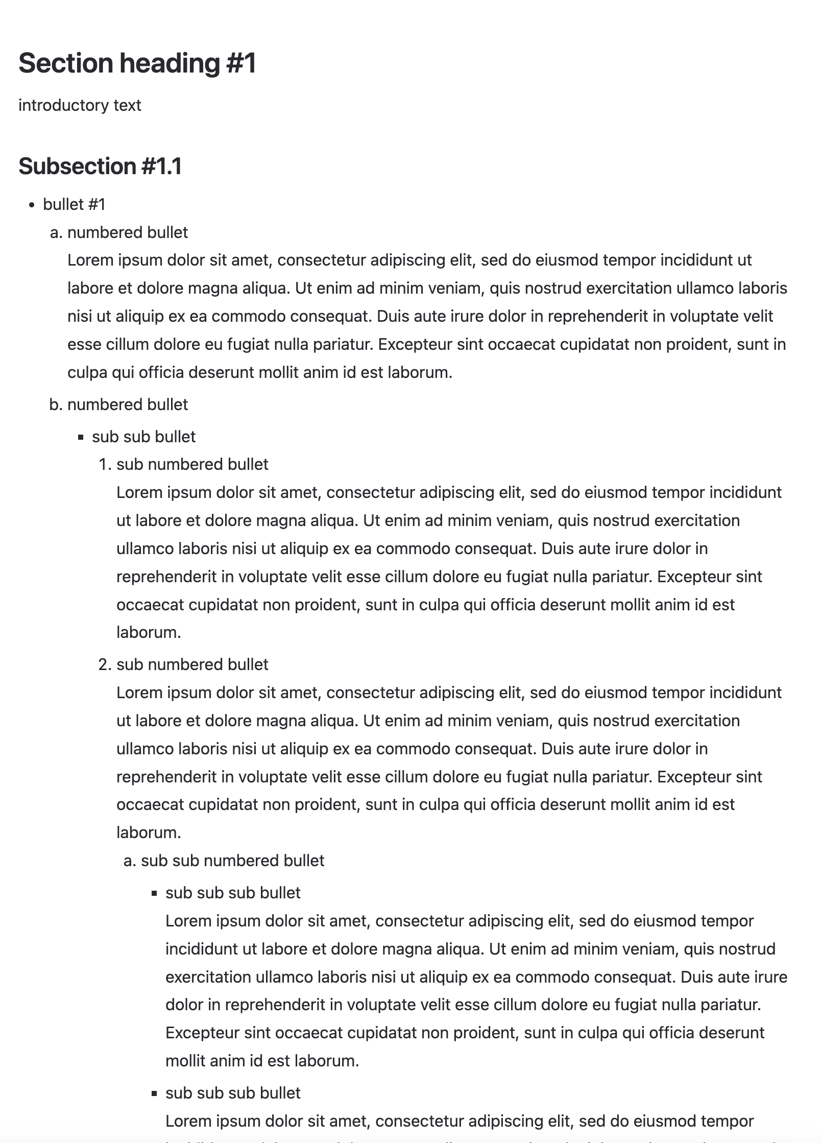 Nested bullet points more then 2 steps deep