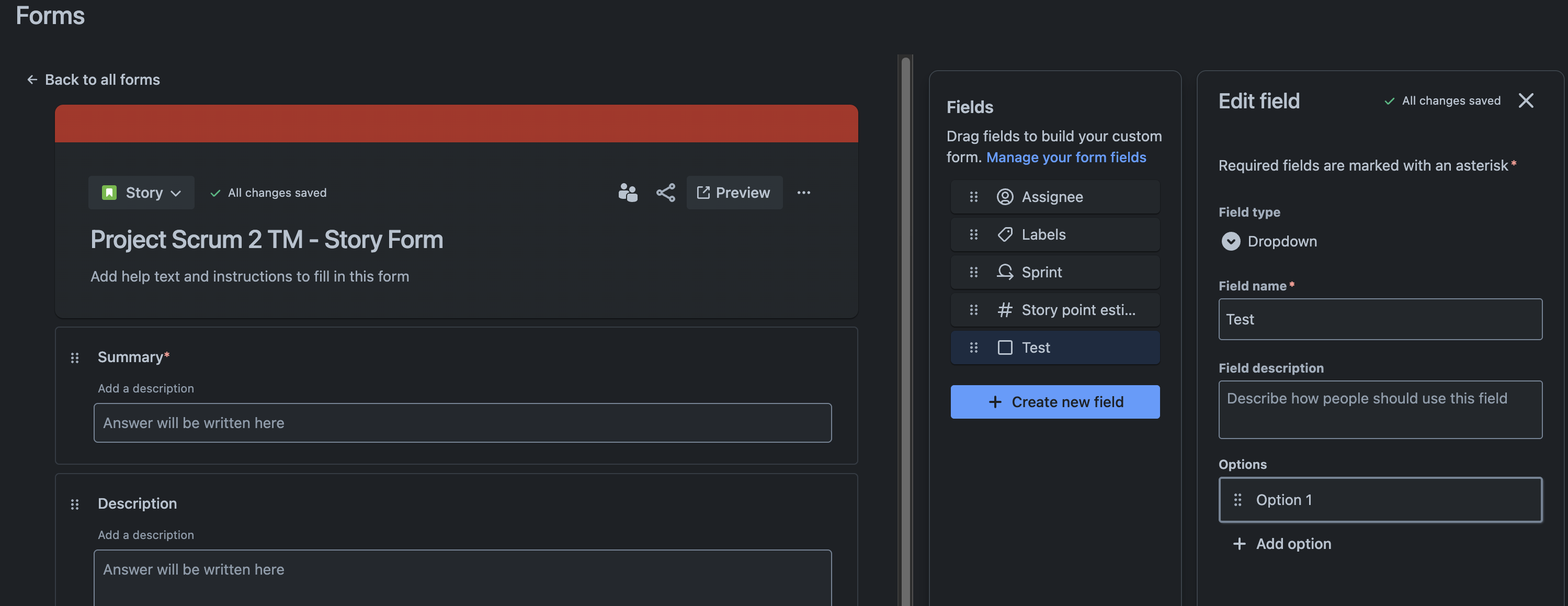 Editing a drop down Forms Custom Field